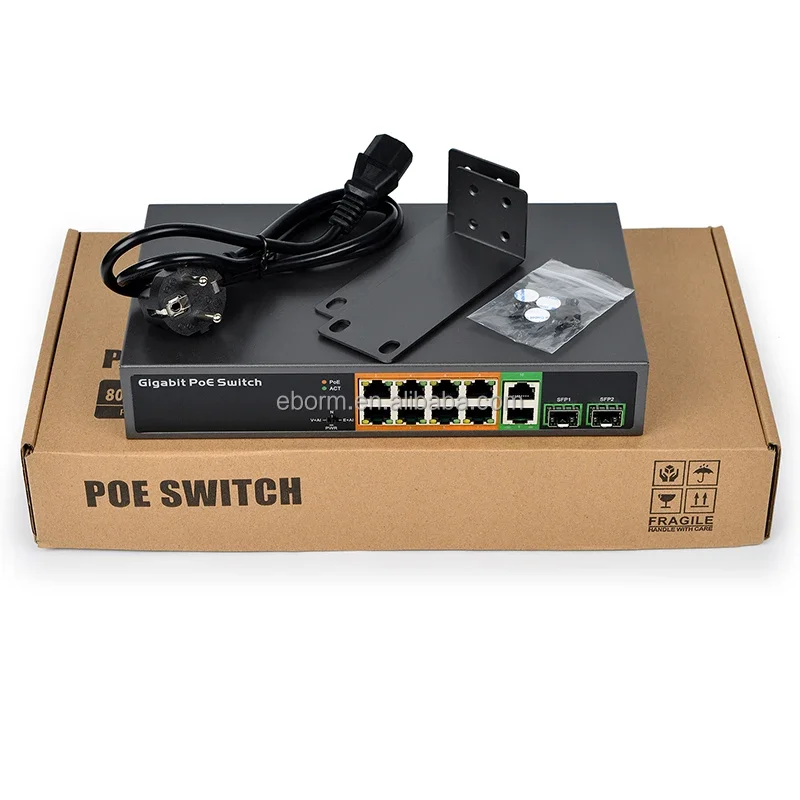 8port Gigabit Poe Switch 48v with 2*RJ45 and 2*SFP AI POE Switch Anti ...
