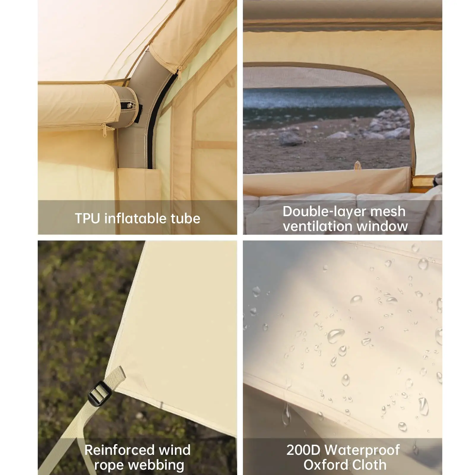 Acome Canvas Bell Tent Inflatable Camping Tent Portable Outdoor Air ...