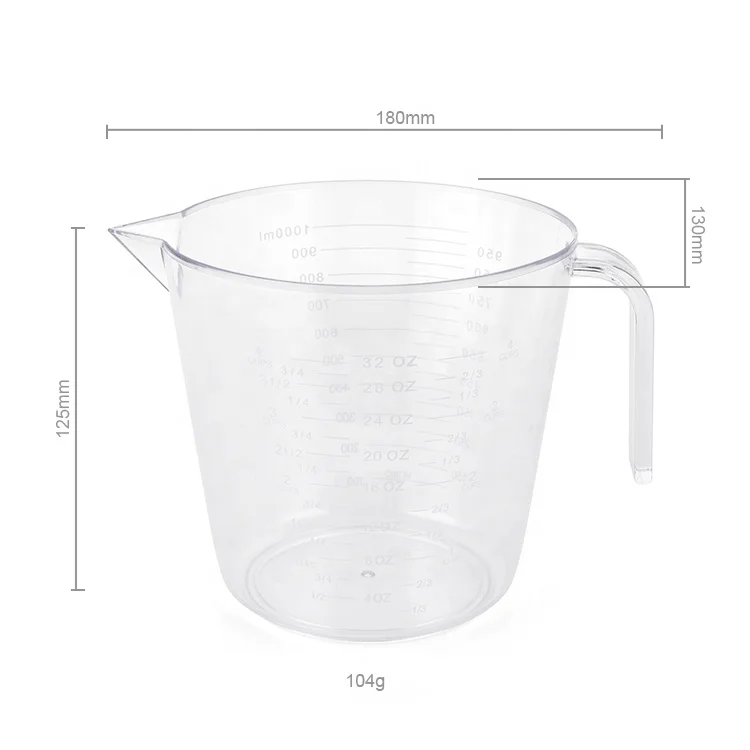 Transparent PC Graduated Measuring Beaker Cup 1000ml Plastic Measuring ...