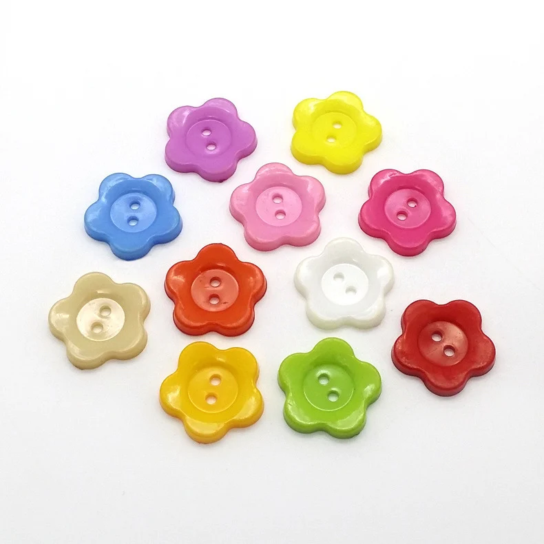 Hot Sale 2 Hole Five Petal Flower Shaped Colored Plastic Fancy Buttons ...