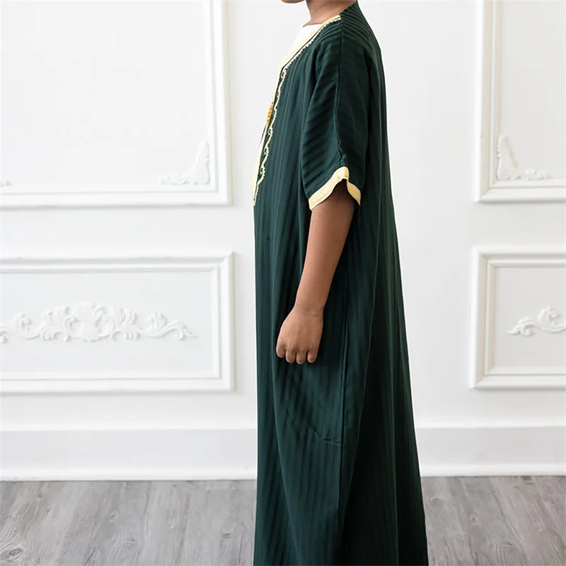 Custom Men Arabic Green Thobe Wholesale Morocco Short Sleeve