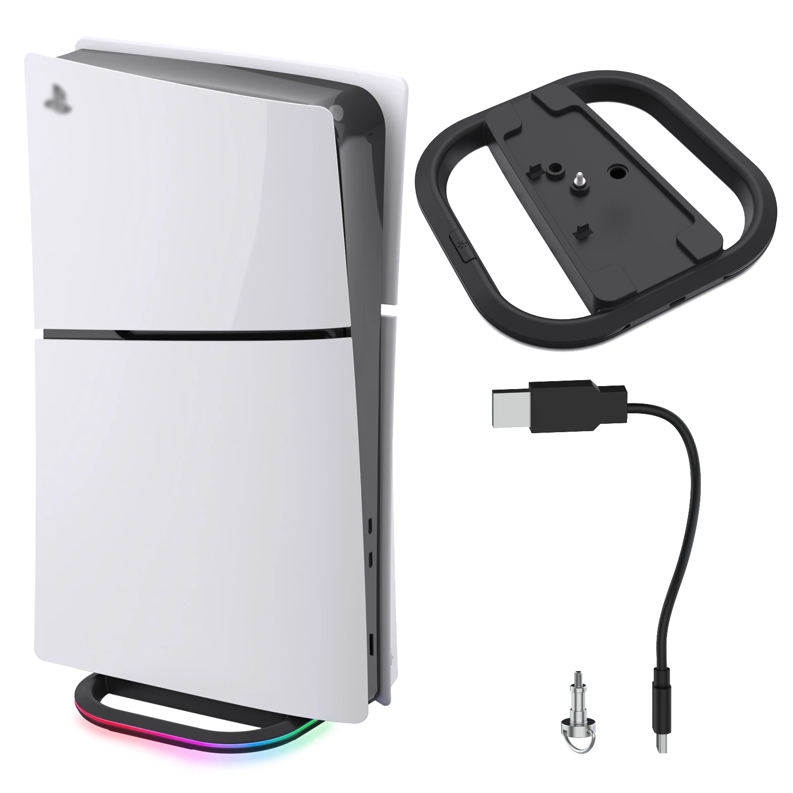 For PS5 SLIM vertical stand for PS5 console with RGB light host stand ...