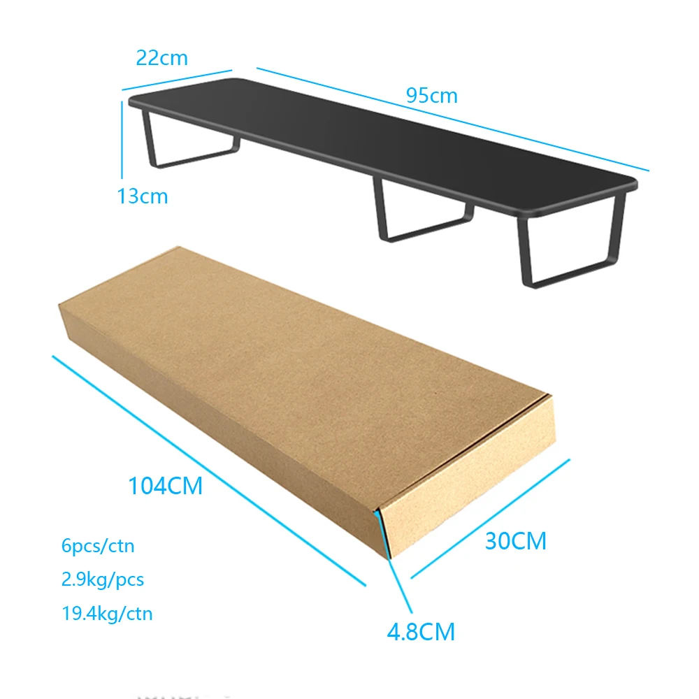 Dual Monitor Stand Riser - Wooden Desktop Shelf for Computer Laptop ...