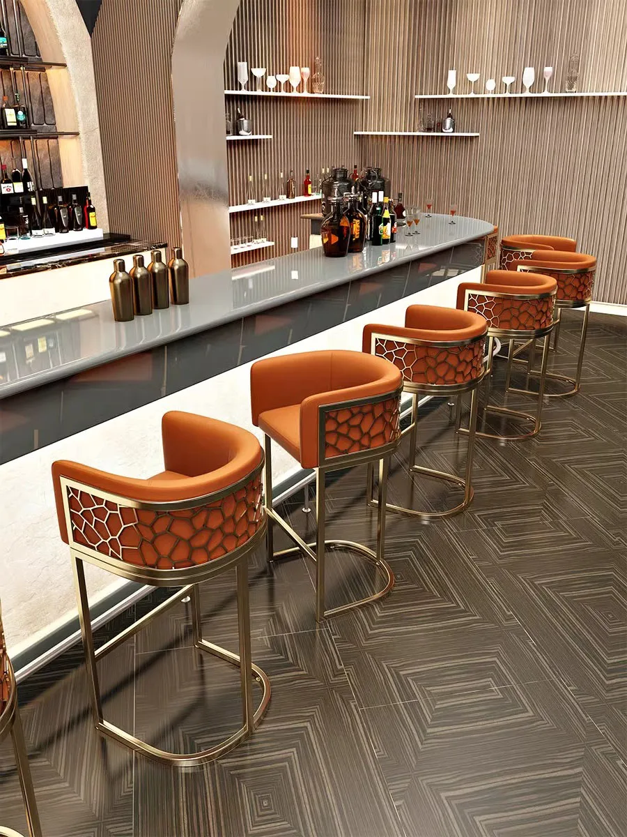 Modern Simple Luxury Iron High Stool for Home Dining