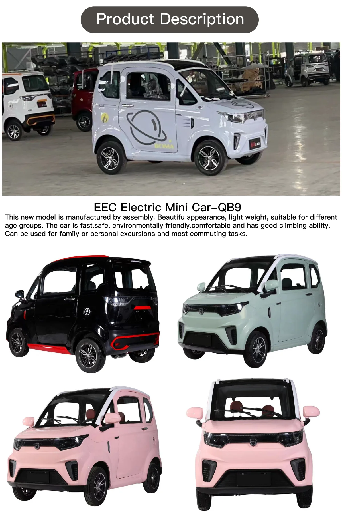 Adult Electric Vehicles Europe COC EEC New Energy 4 Wheels Electric ...