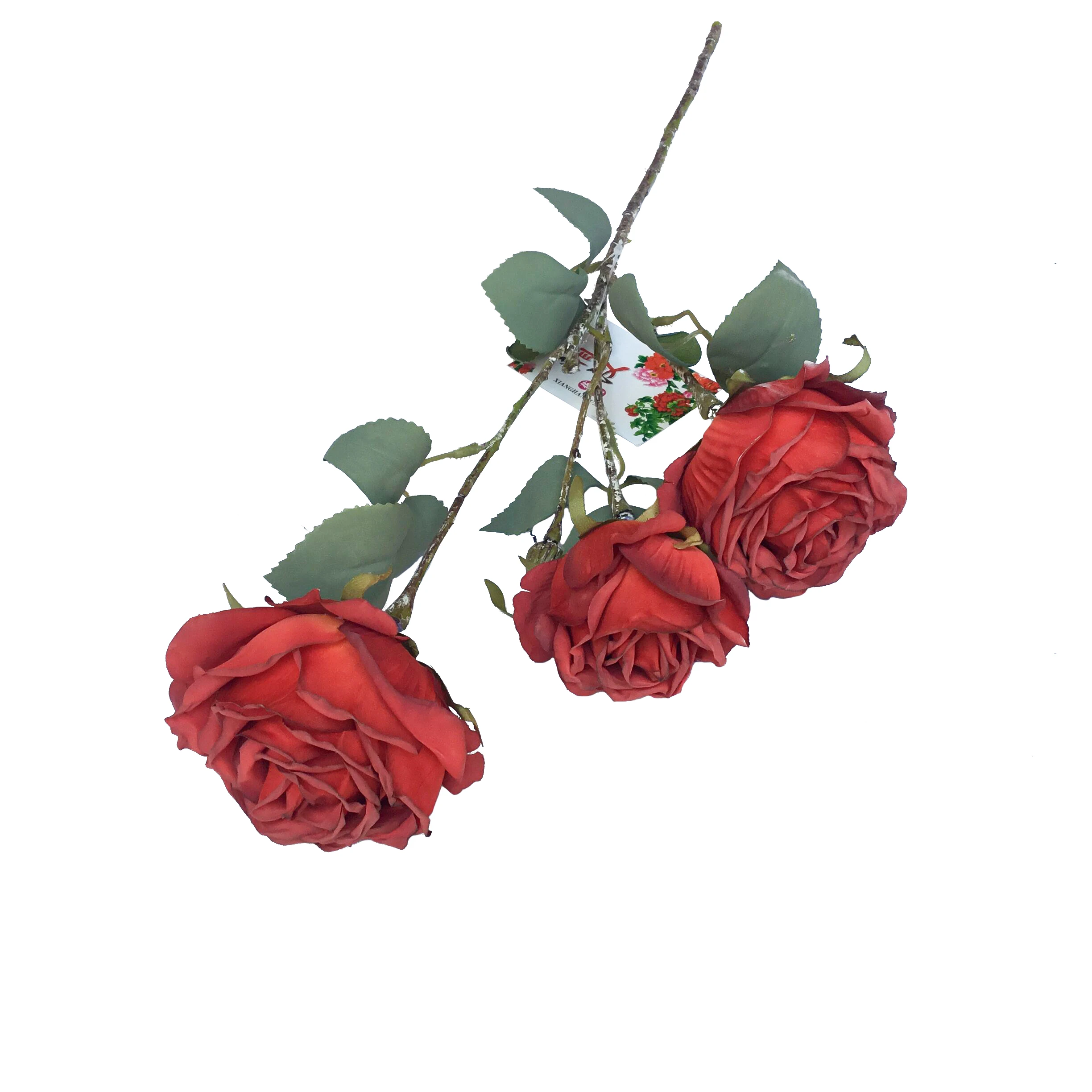 Artificial Red Rose Flower With Single Stem For Home Wedding Garden ...
