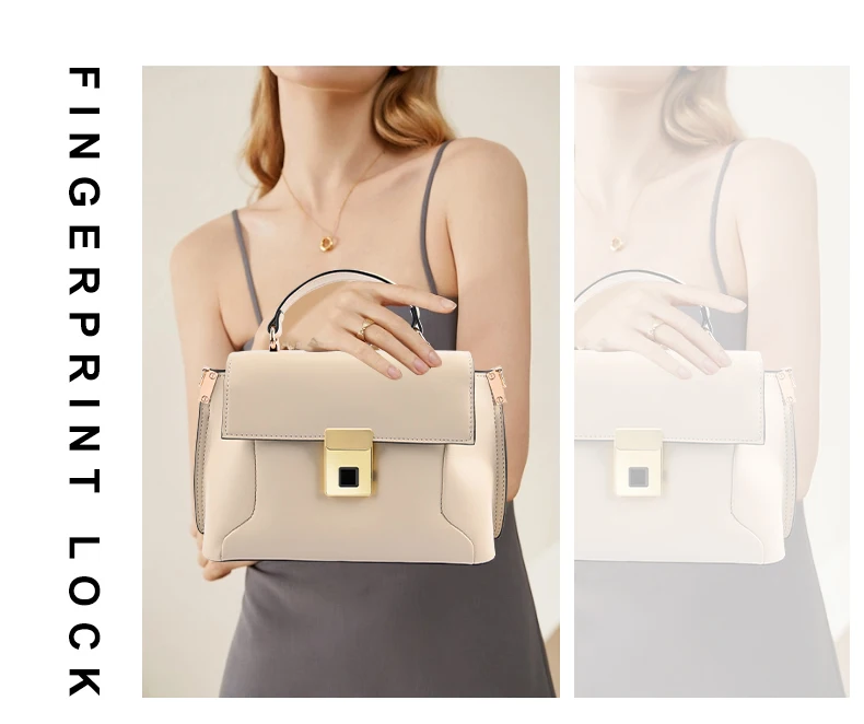 Beige Color Fashion Lady Handbag For Women With Fingerprint Digital ...