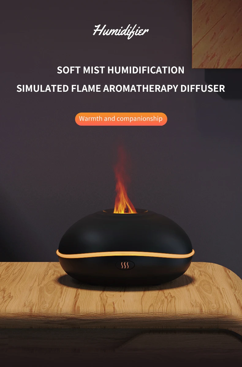 Desktop 3d Simulation Flame Air Humidifier 7 Color Night Light ...