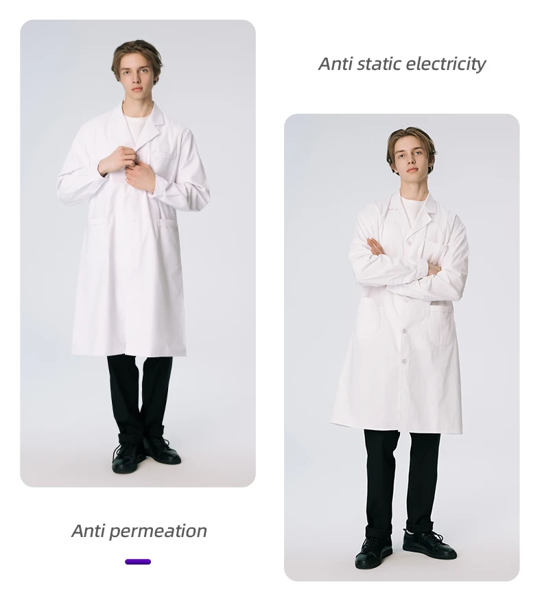 Custom Men's White Lab Coat Medical Scrub Sets With Inner Pockets Twill ...