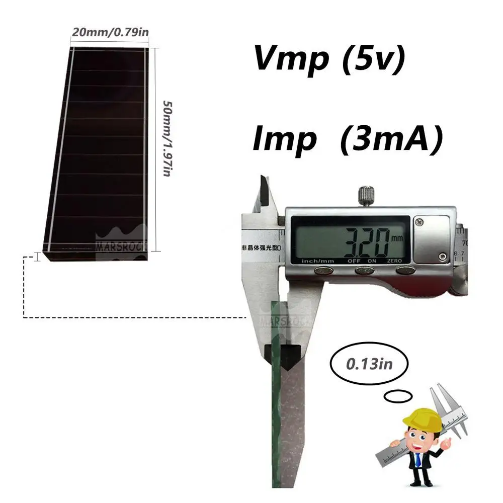 3V 0.975uA Amorphous Silicon Solar Panel for Indoor Use - Ideal for ...