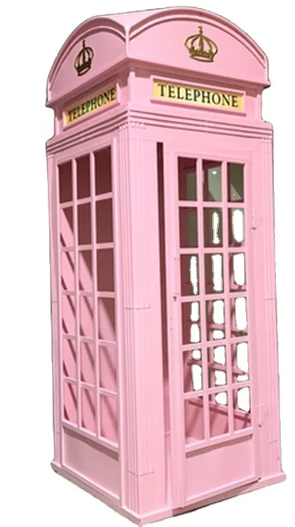 Hot Sale Metal Wedding Decor Pink London Telephone Booth Decor Phone ...