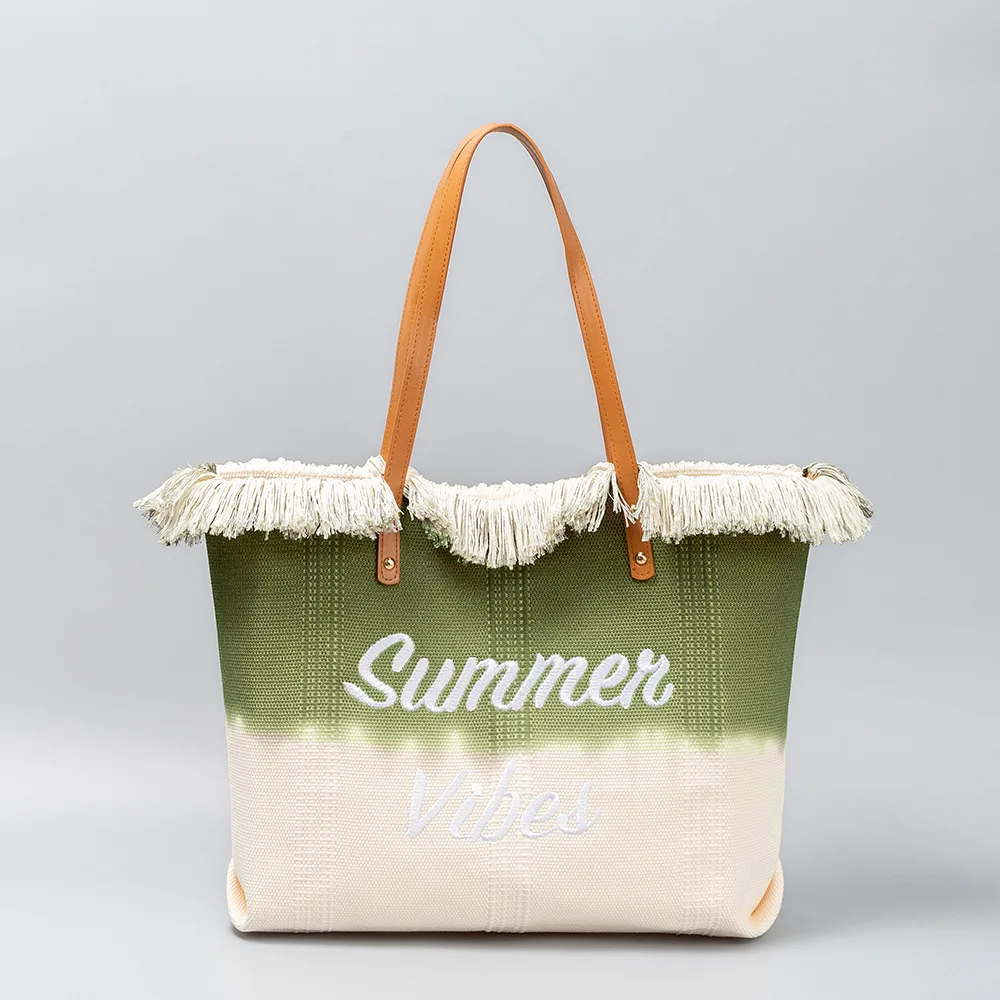 Large Capacity Gradient Color Canvas Tote Shoulder Bag Ladies Travel ...