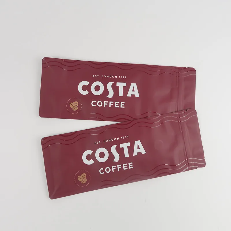 1kg Dark Red Custom Printed Costa Coffee Bean Bags Affordable Direct ...