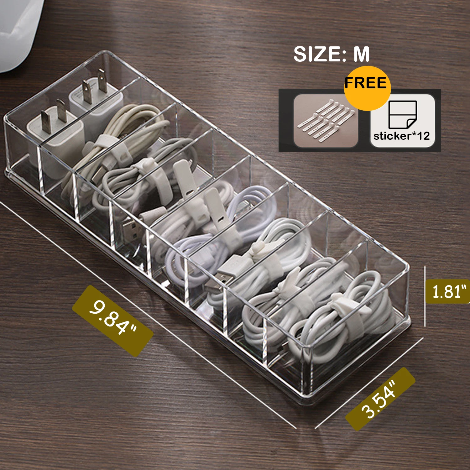 Plastic Cable Management Box Wire Storage Box With 10 Wire Ties,Clear ...