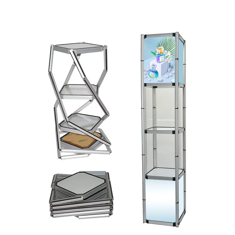 Factory 4 Layers Twisted Tower Showcase Display Stand With Led Light ...