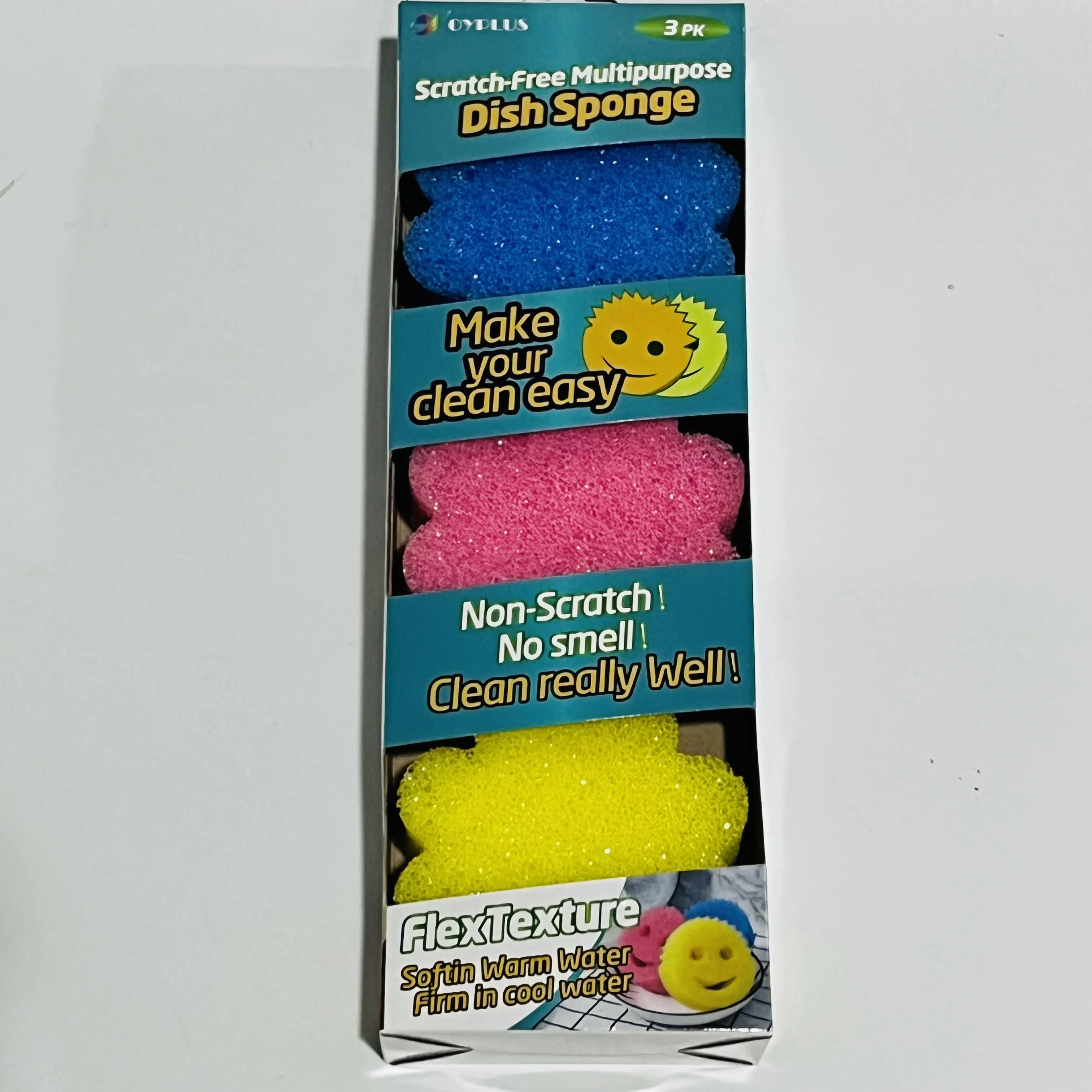 3pk Color Box Scrub Daddy Flex Texture Sponge Smiley Face For Kitchen ...