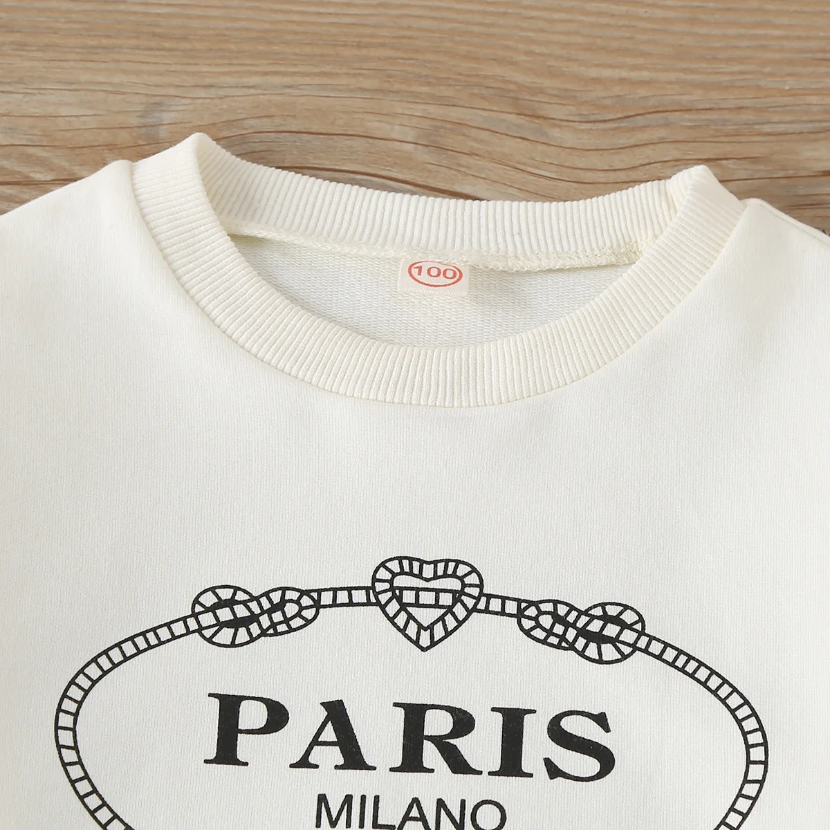 2-7y Paris Letter Print Sweatshirt & Skirt Set For Girls