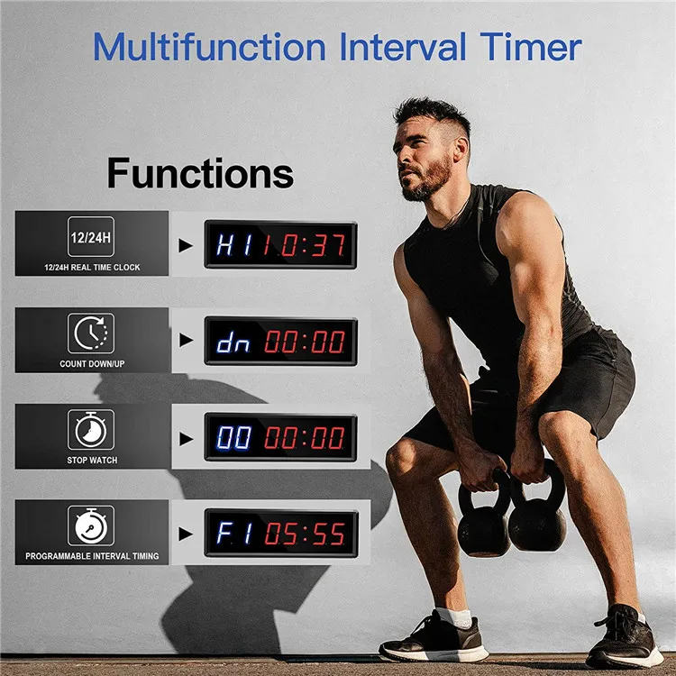 Big Digital Gym Wall Clock Remote Control Gym Led Interval Fitness ...