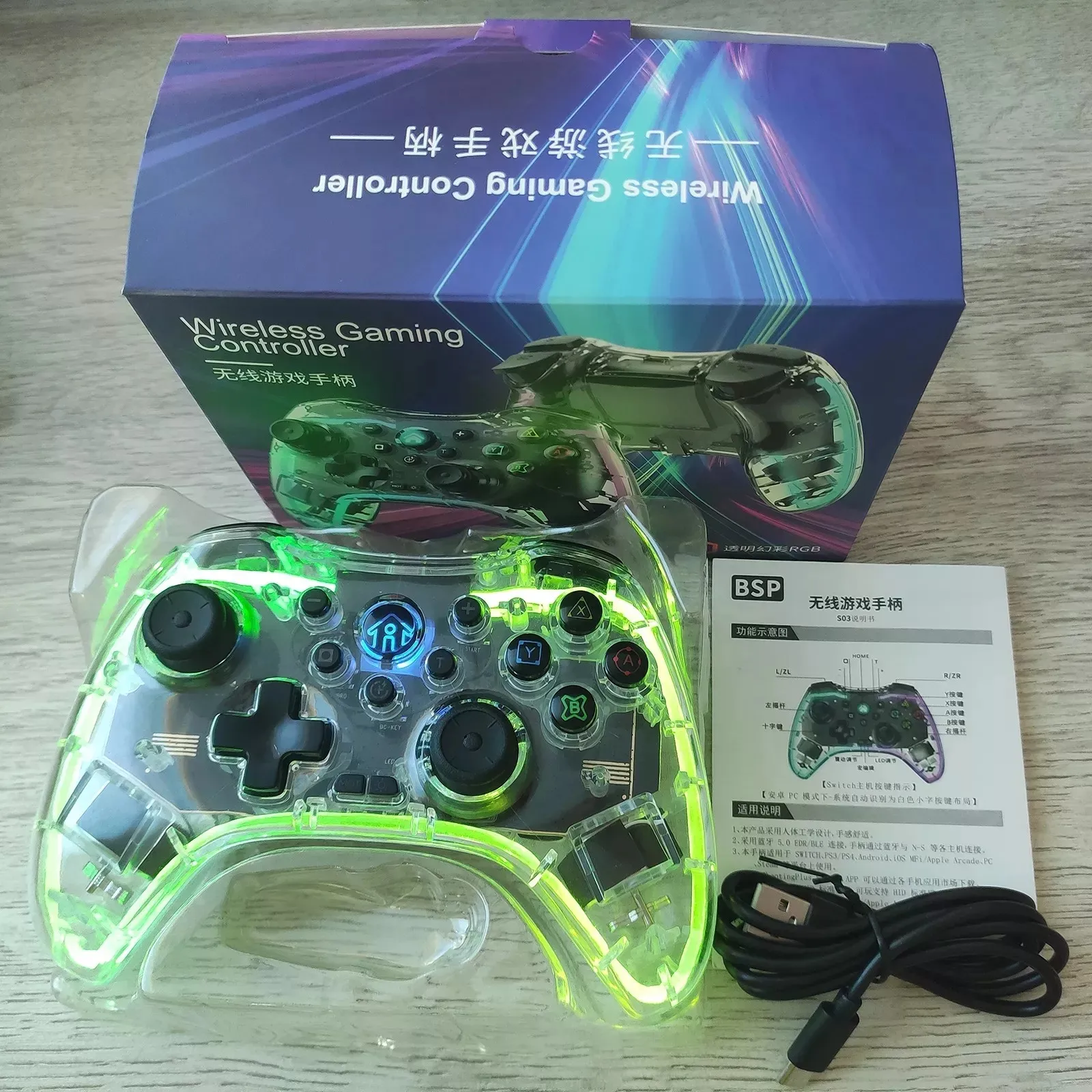 Transparent Joystick RGB Gaming Wireless Controller Compatible With ...