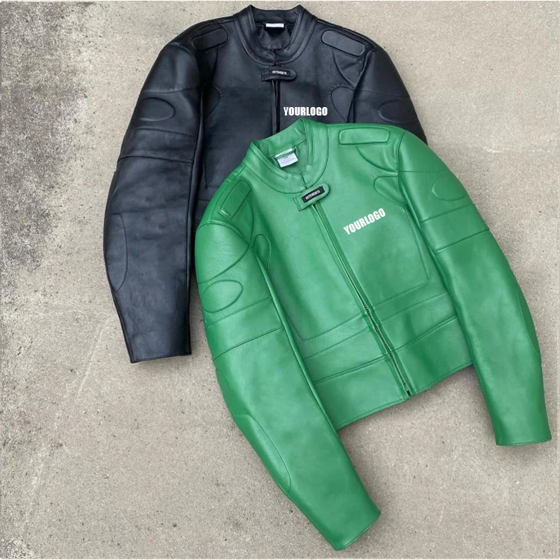 Casual Leather Jacket Men Custom Logo Designer Blank Plus Size