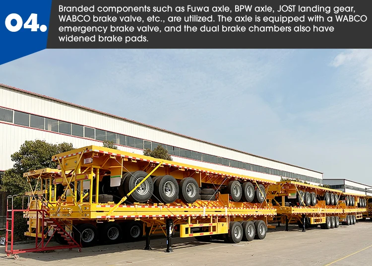 Shipping 40 Feet Container Transport 3 Axle Flat Bed Trailer Flatbed ...