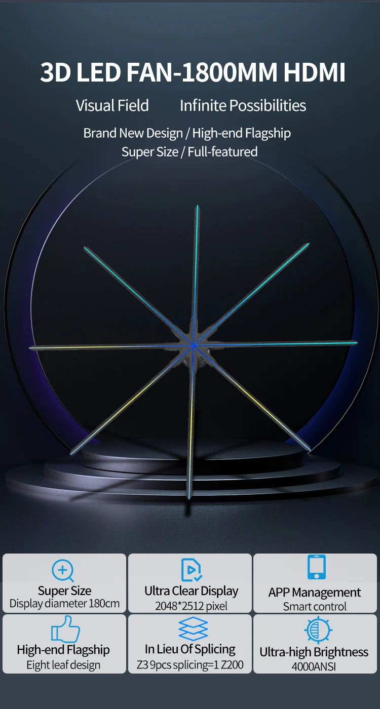 180cm Hdmi 3d Hologram Fan Advertising Equipment Holographic Projector Hologram Projector ...