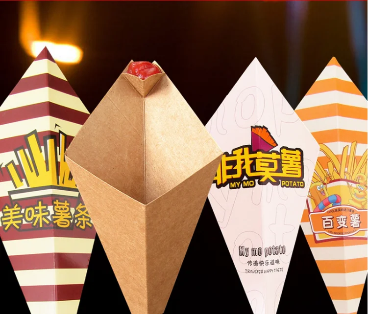 Compostable French Fries Box with Condiments - Eco-friendly