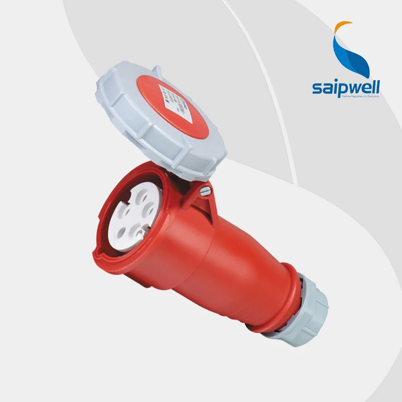 Saipwell ABS IP44 4P 63A CEE/IEC Industry Socket With Oblique Insertion Low Voltage Electronics ...