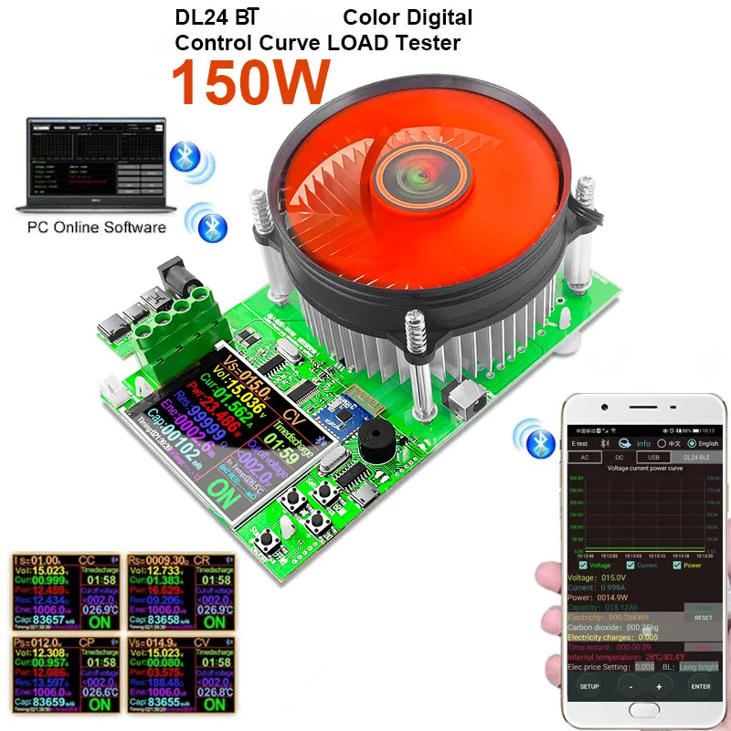 Dl24 150w 20a Dc 전원 Usb 테스터 전자 부하 리튬 배터리 용량 모니터 방전 미터 공급 검사기 - Buy Dl24 ...