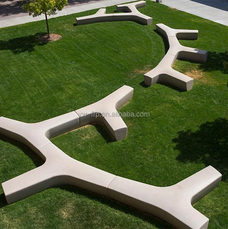 Garden Benches Modern Y Letter Bench Leisure Fiberglass Seat Patio ...