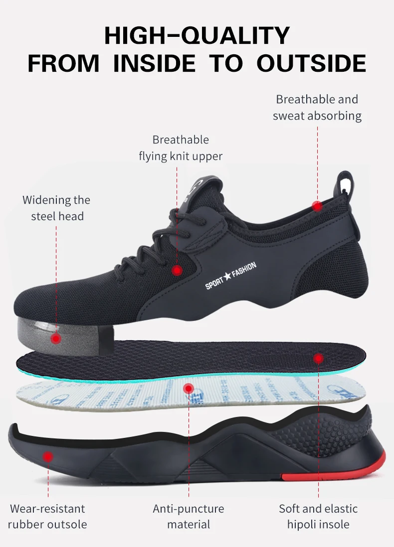 New Prevent Puncture Steel Toe Safety Shoes Industrial Working Footwear ...