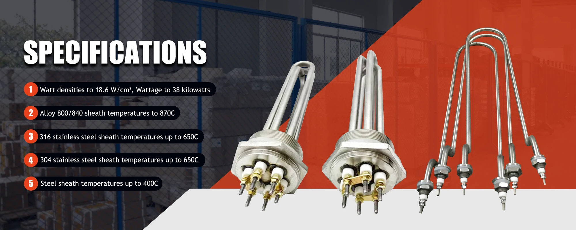 220V/240V 750W Tubular Immersion Heater - Stainless Steel