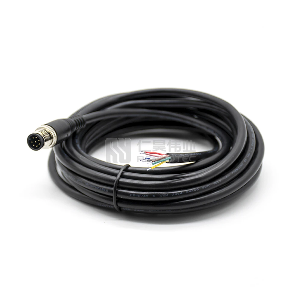 M12 Connector Waterproof Cable 8pin Male A Code Straight Sensor Cable ...