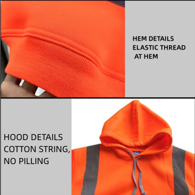 Stripe Patchwork Sublimation Construction Custom Hi Vis Hooded Jacket ...