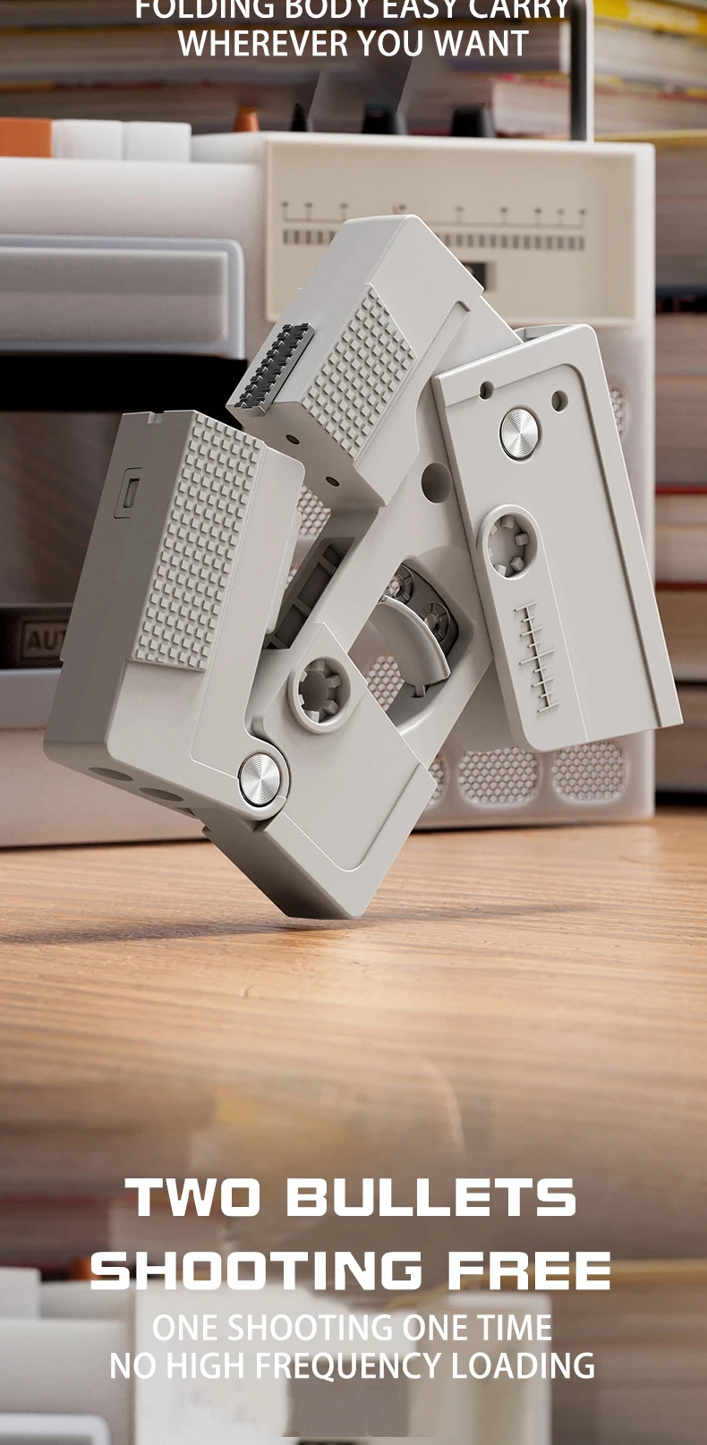 Folding Shell Ejecting Gun Tape Shape Pocket Shooting Fold Pistol Toys ...