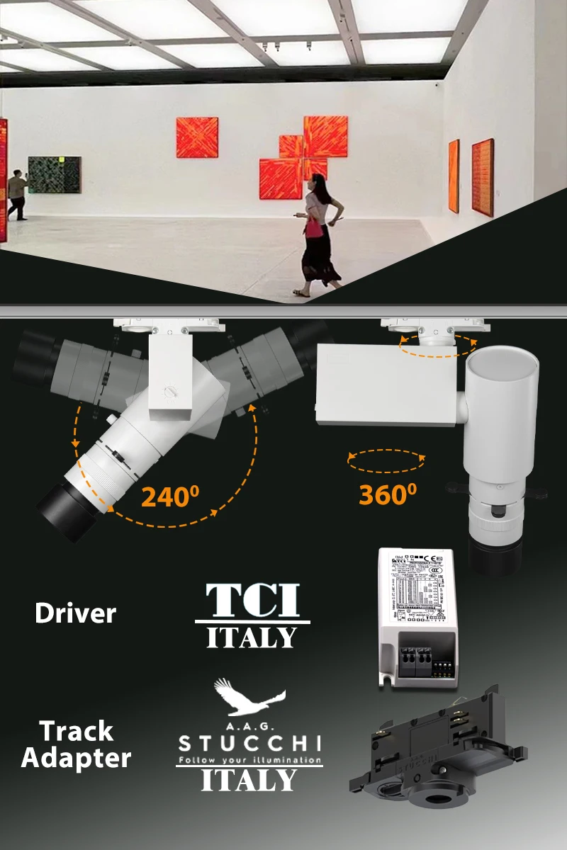 20W DALI 0-10V Dimmable Spotlights for Gallery Lighting