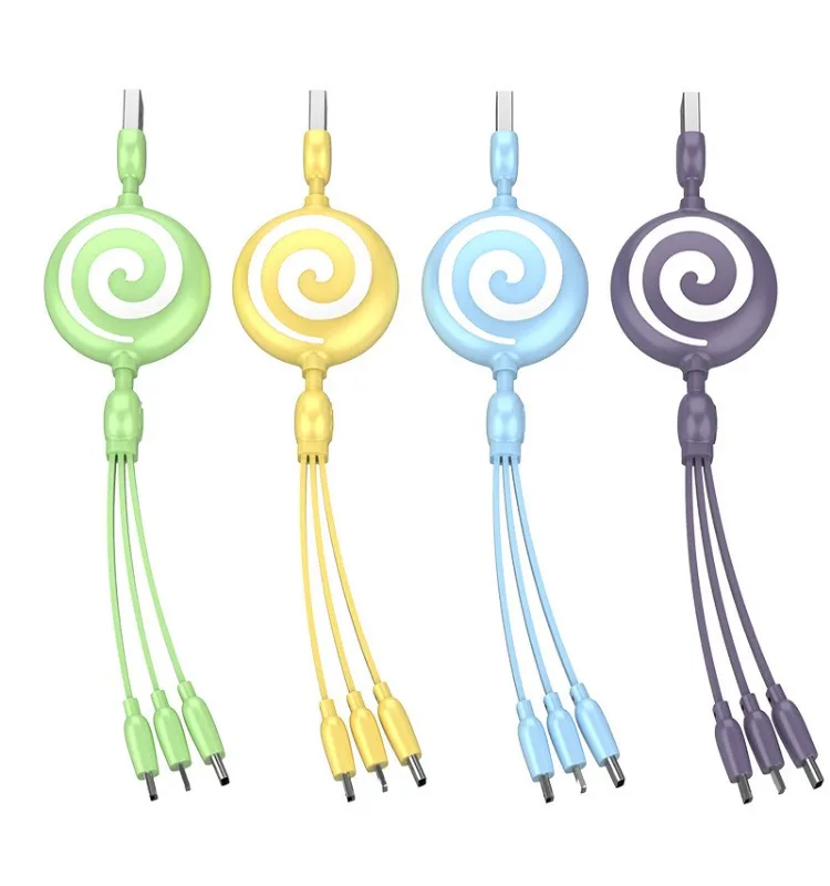 Lollipop Telescopic Three Data Cable Is Suitable For Apple Huawei Type ...