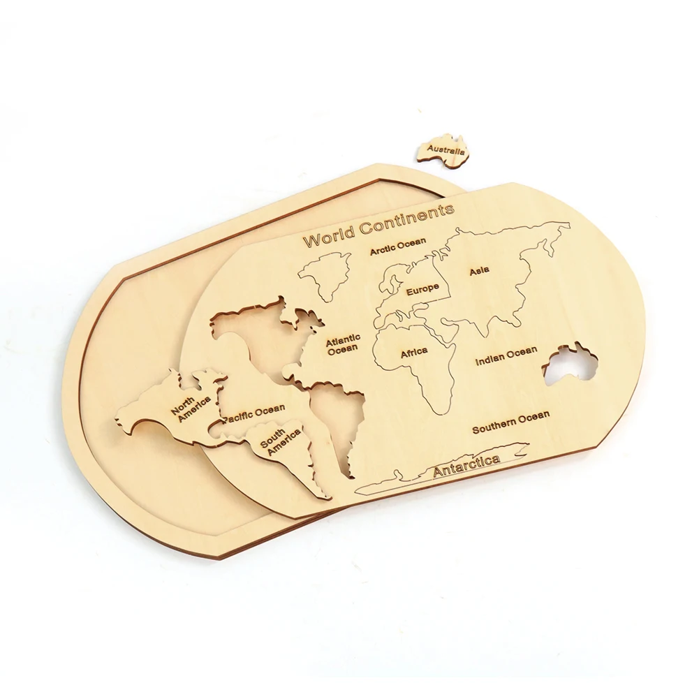 Eco-friendly Wooden World Map Puzzle Diy Toy For Kids & World Map ...