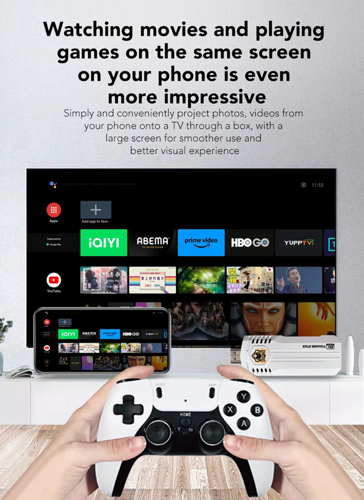 2023 M8 K8 Pro Game Console - 4K Android TV Stick with 40000 Games