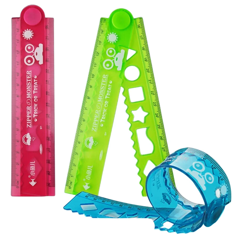 Multifunctional Folding Plastic Ruler Set with Cartoon Wave Design 30cm ...