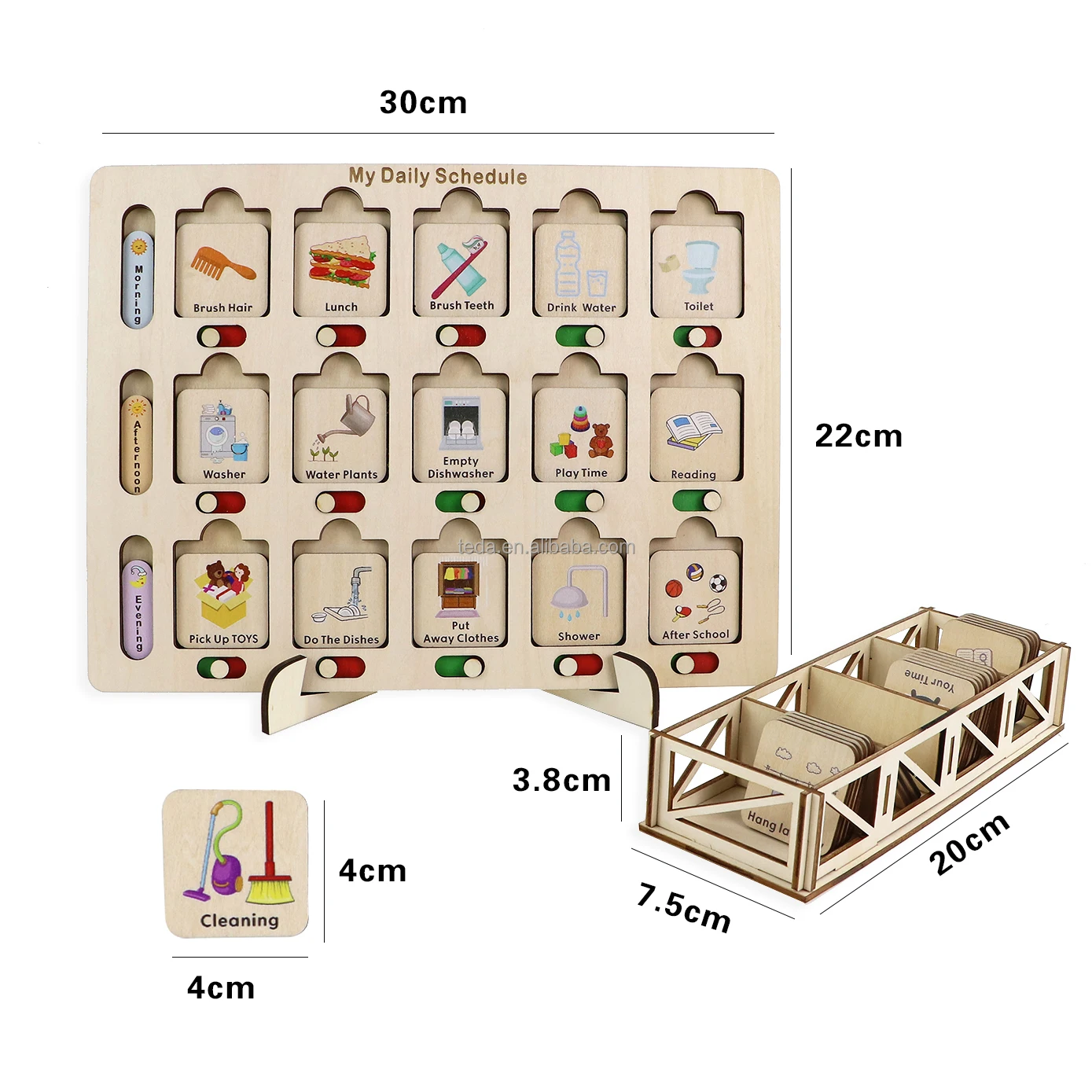 Free Customizable Wooden Daily Routine Task Board Educational Toy for ...