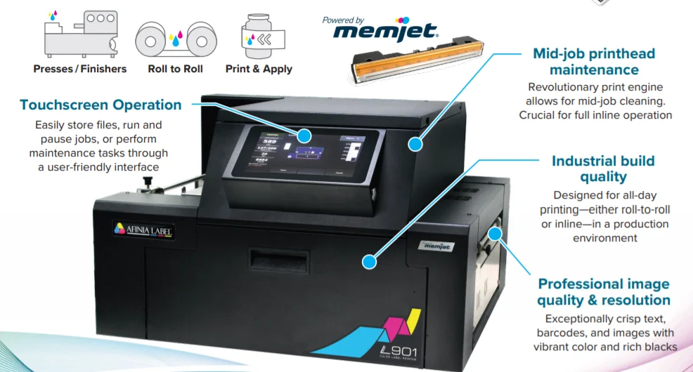 Afinia L901 Roll to Roll Memjet Inkjet Printers - Food Label Printer