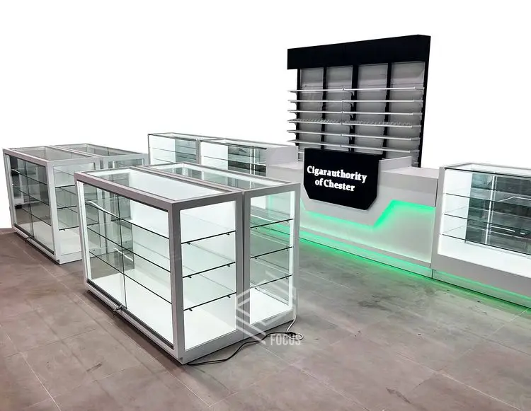 Luxury Smoke Shop Display - Customizable Tall Glass Cabinet