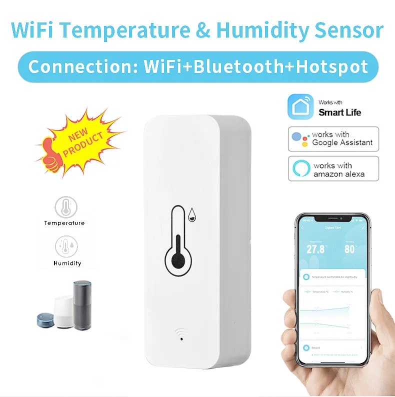 Tuya Smart Wi-Fi Temperature Humidity Sensor With App Alert Tuya ...