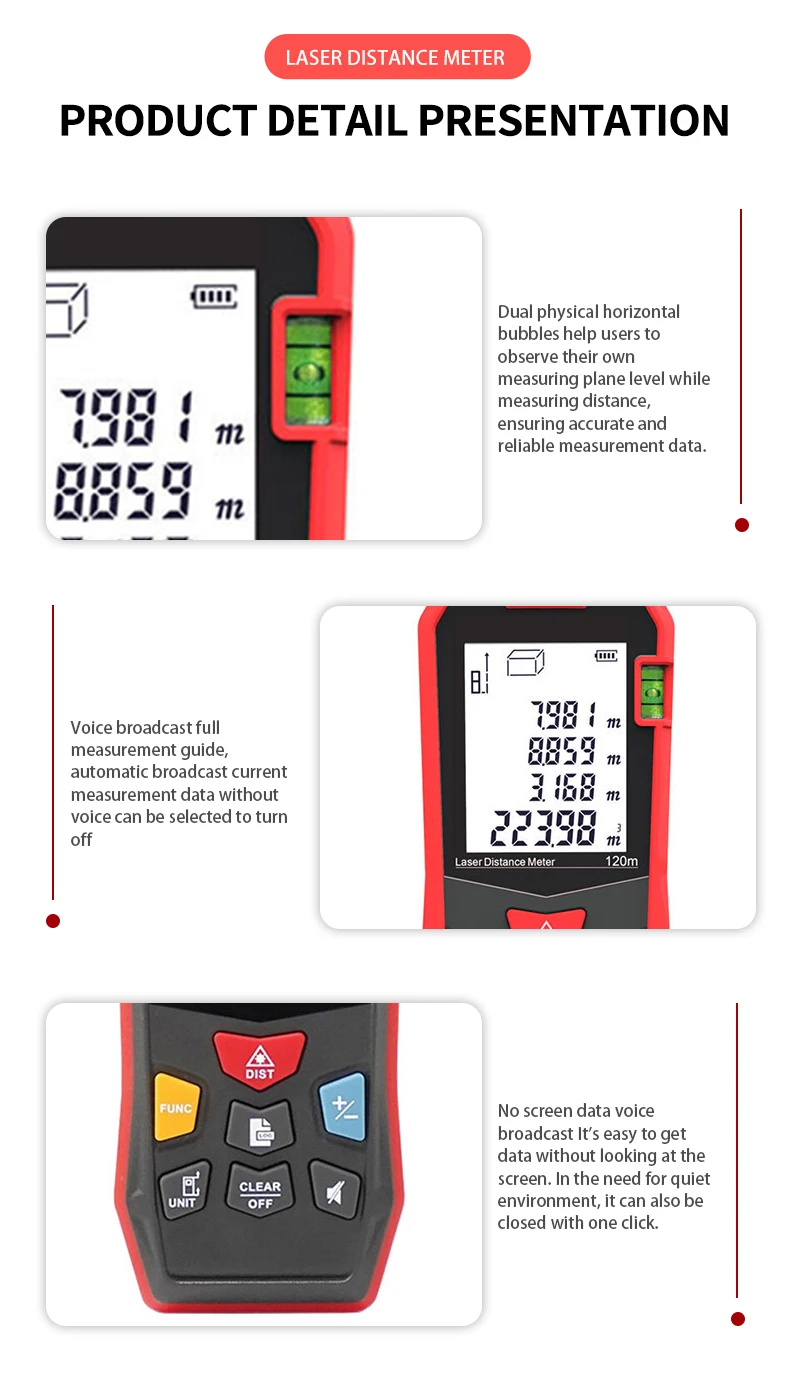 Measuring Tape Digital Laser Distance Meter Measures Distance Up To 60m ...