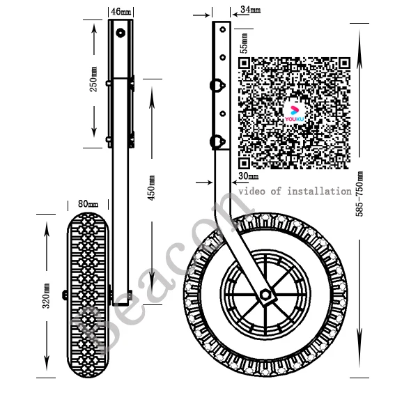 Inflatable Boat Launching Wheels/easy Trailer C1/boat Transom Launching ...