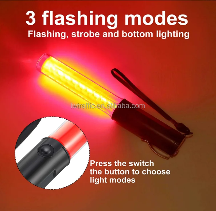 Rechargeable Flashing Warning Guiding Security Traffic Light Baton