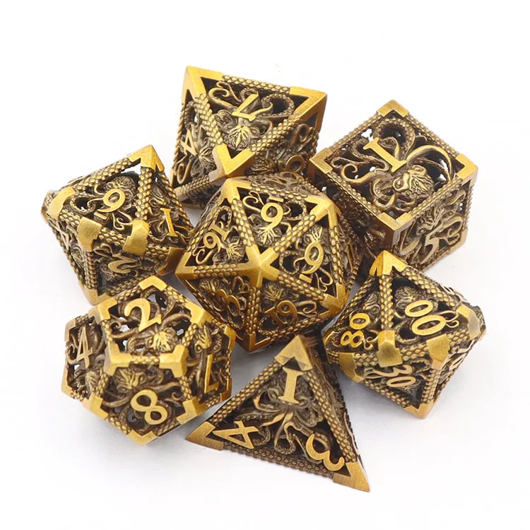 Factory Wholesale 7pcs Set of High Quality Metal Hollow Ancient Dice ...