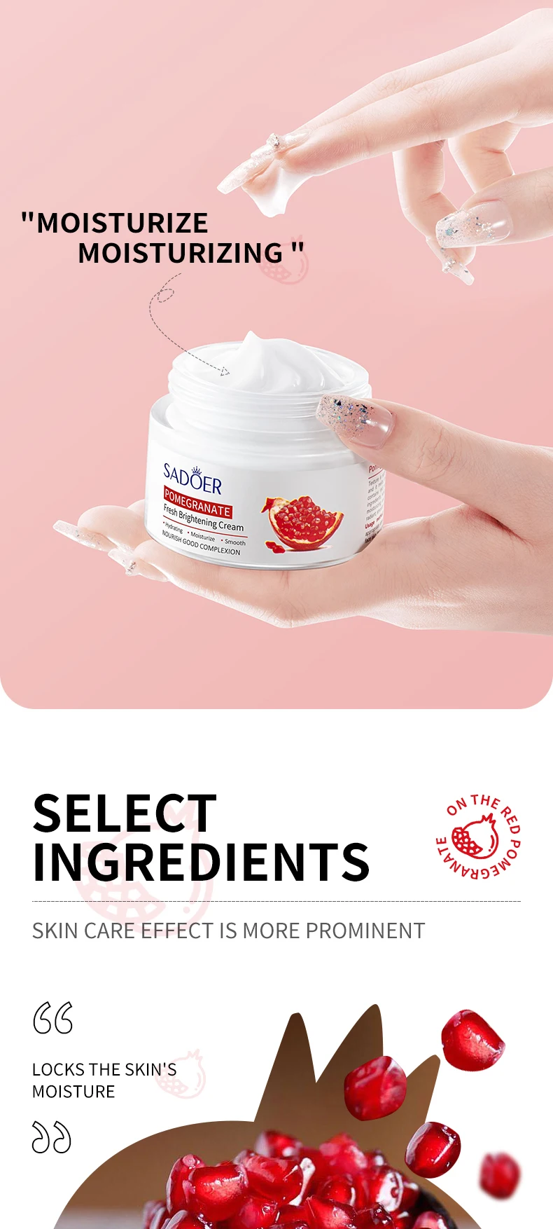 SADOER Pomegranate Aloe Vera Vitamin C Face Cream - Hydrate & Brighten