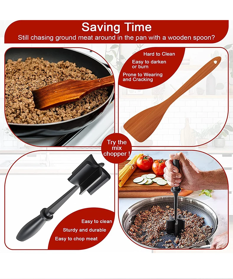 Multifunction 5 Curve Blades Ground Beef Masher Meat Masher Durable ...